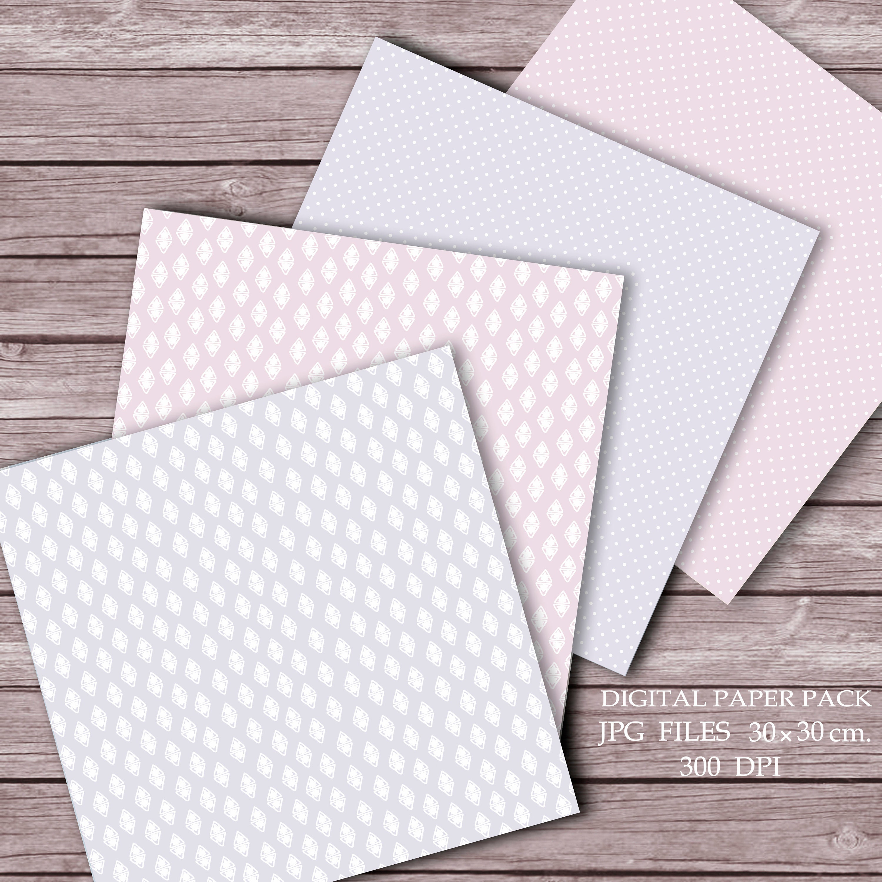 Pink and Gray Digital Paper Pack.scrapbook Baby Basic Sheets.instant ...