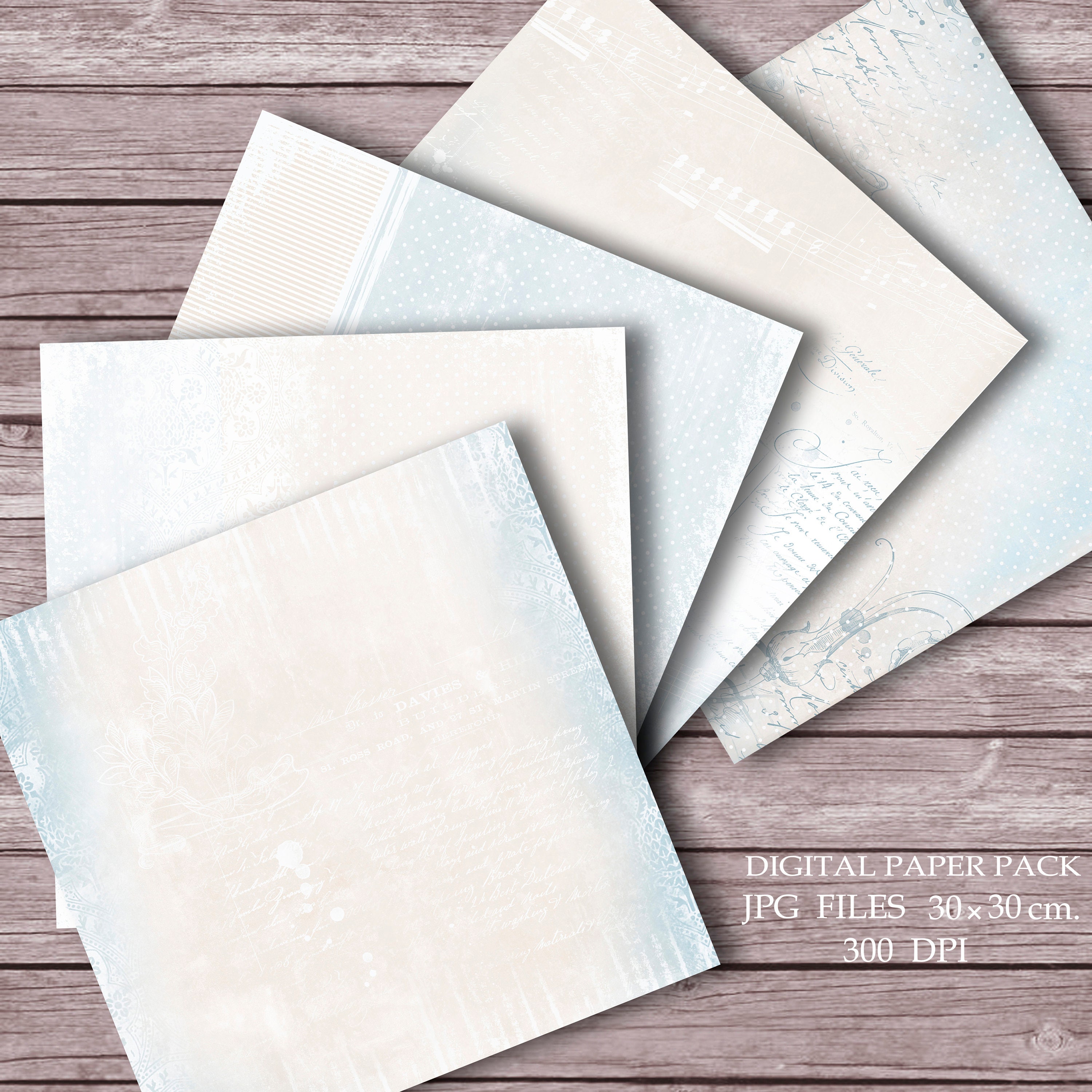 Blue and Beige Digital Paper Pack.scrapbook Baby Basic - Etsy