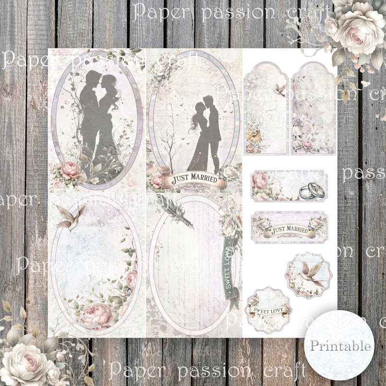 Wedding Digital Paper/printable Digital Wedding Stationery/digital ...