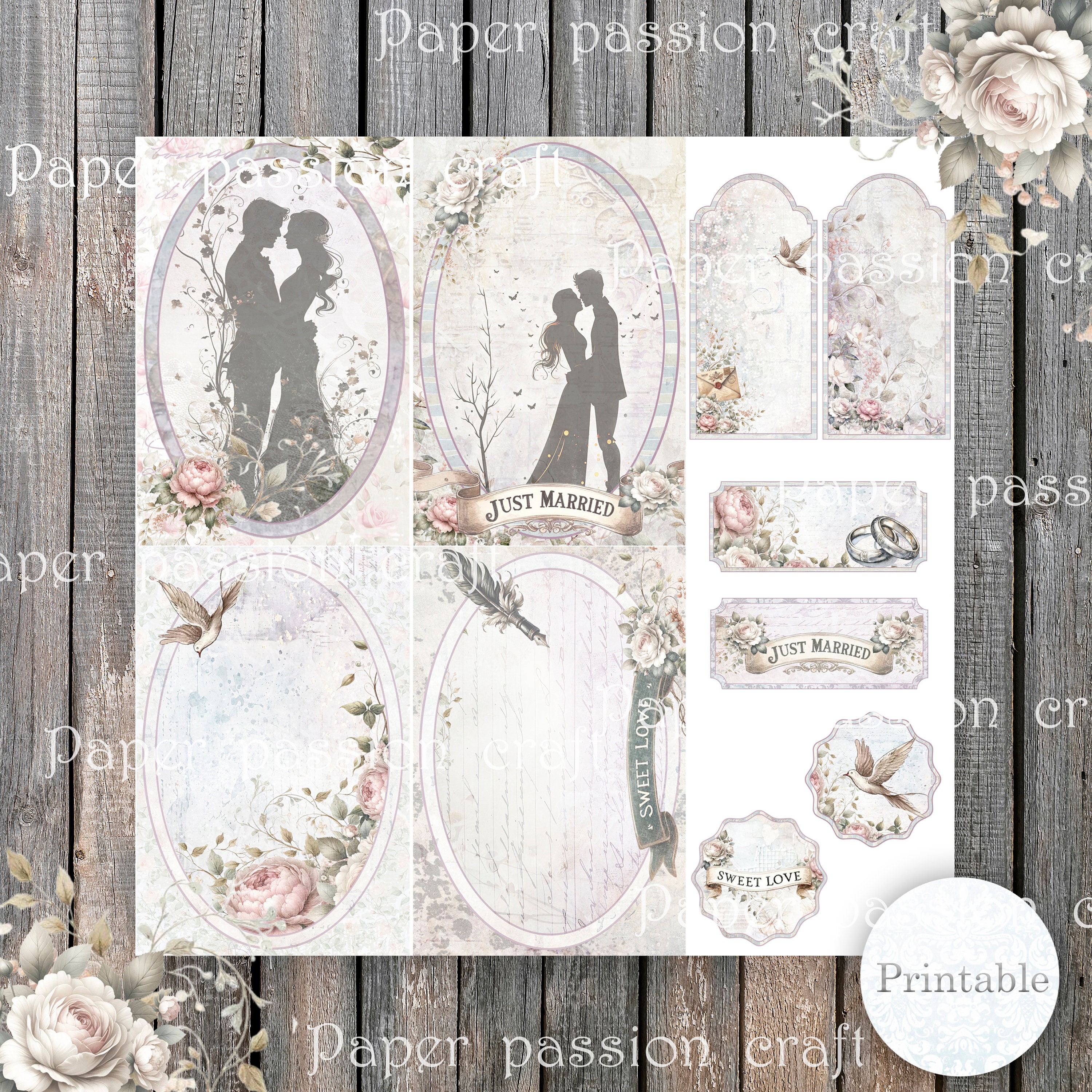 Wedding Digital Paper/printable Digital Wedding Stationery/digital ...