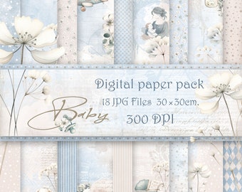 Baby Girl Digital Paper.baby Girl Scrapbook Nursery Background. Baby ...