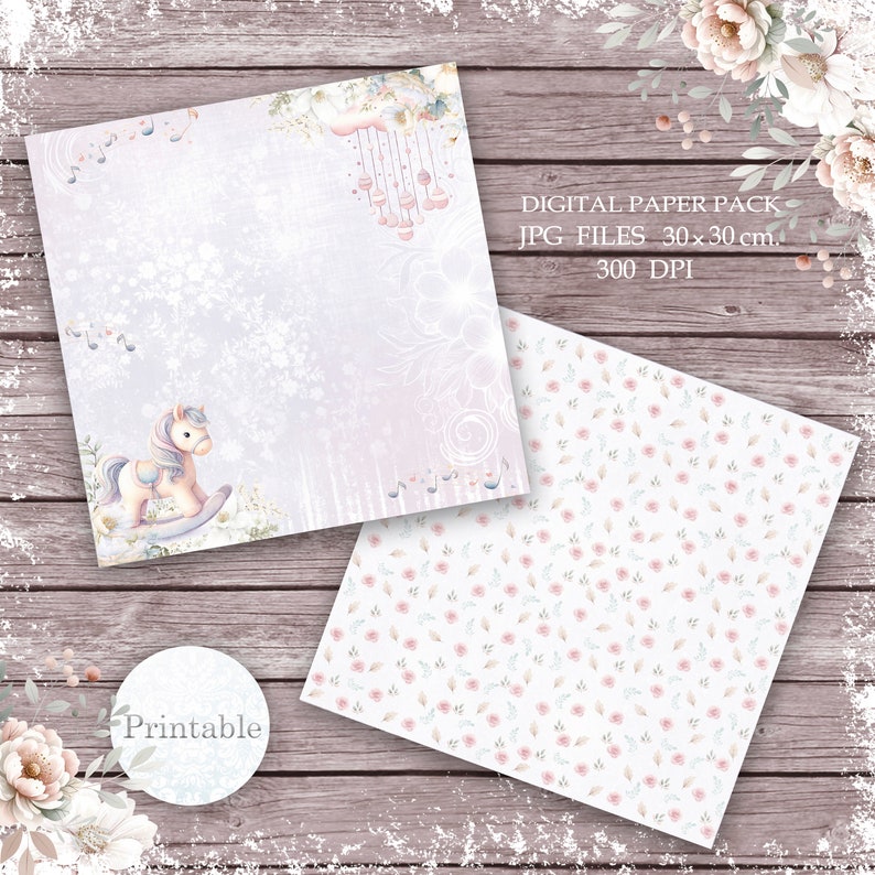 Baby Girl Digital Paper.pink Baby Shower Papers.baby Girl Scrapbook ...