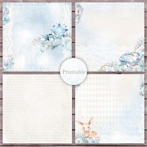 Baby Boy Digital Paper.baby Boy Scrapbook Nursery Background. Baby ...