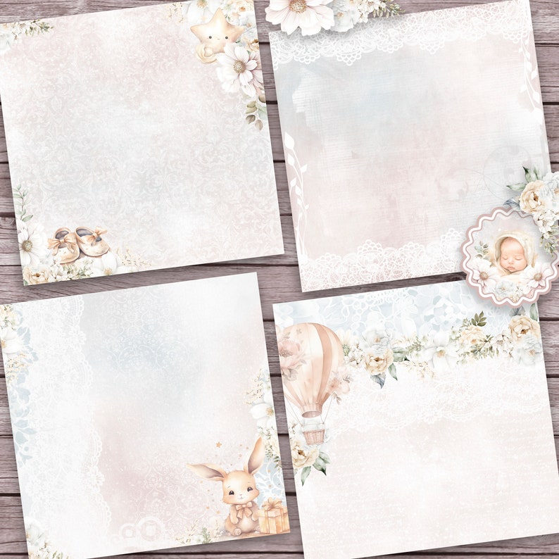 Baby Girl Digital Paper.Baby Girl Scrapbook Nursery Background. Baby ...