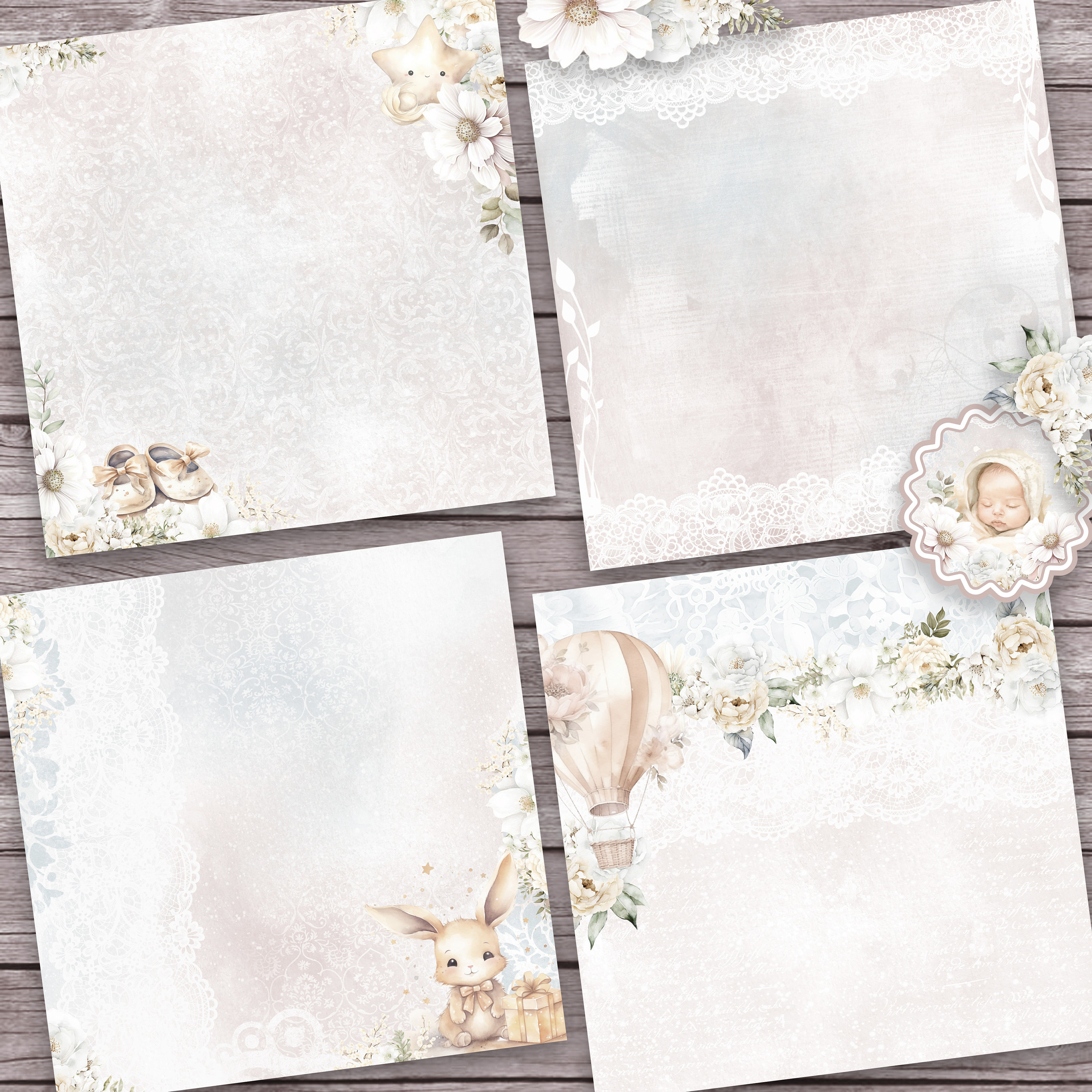 Baby Girl Digital Paper.Baby Girl Scrapbook Nursery Background. Baby ...