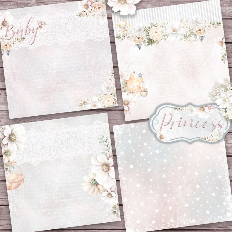 Baby Girl Digital Paper.Baby Girl Scrapbook Nursery Background. Baby ...