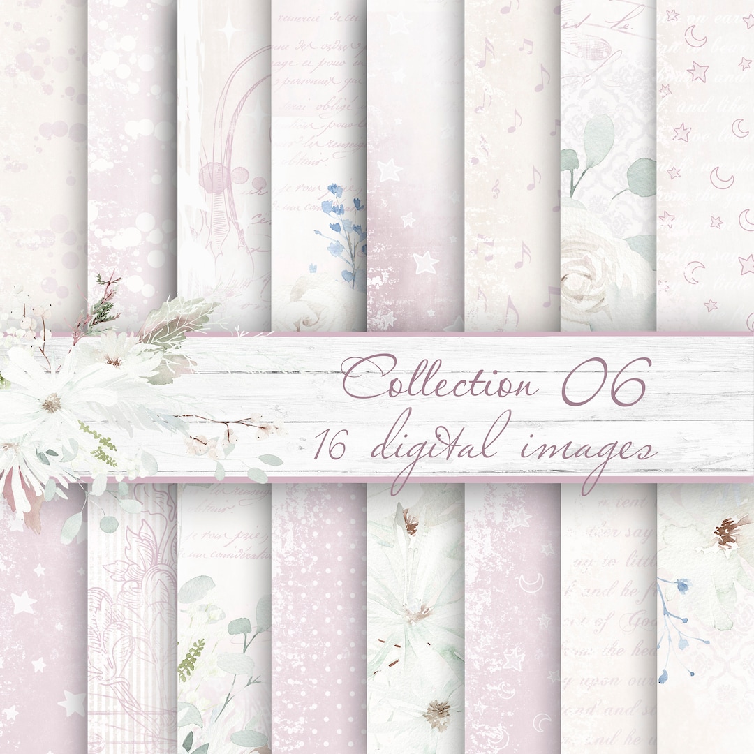 Floral Digital Paper Pack.pink and Beige Scrapbook Paper.printable ...