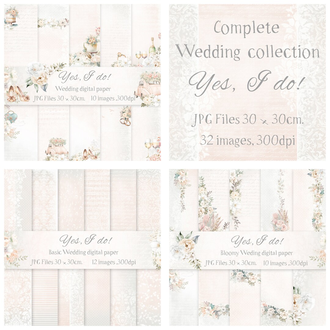 Complete Collection/wedding Digital Paper/color Champagne Digital Paper ...