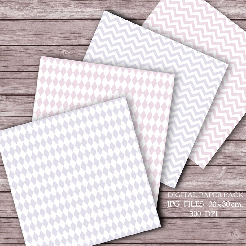 Pink and Gray Digital Paper Pack.scrapbook Baby Basic Sheets.instant ...