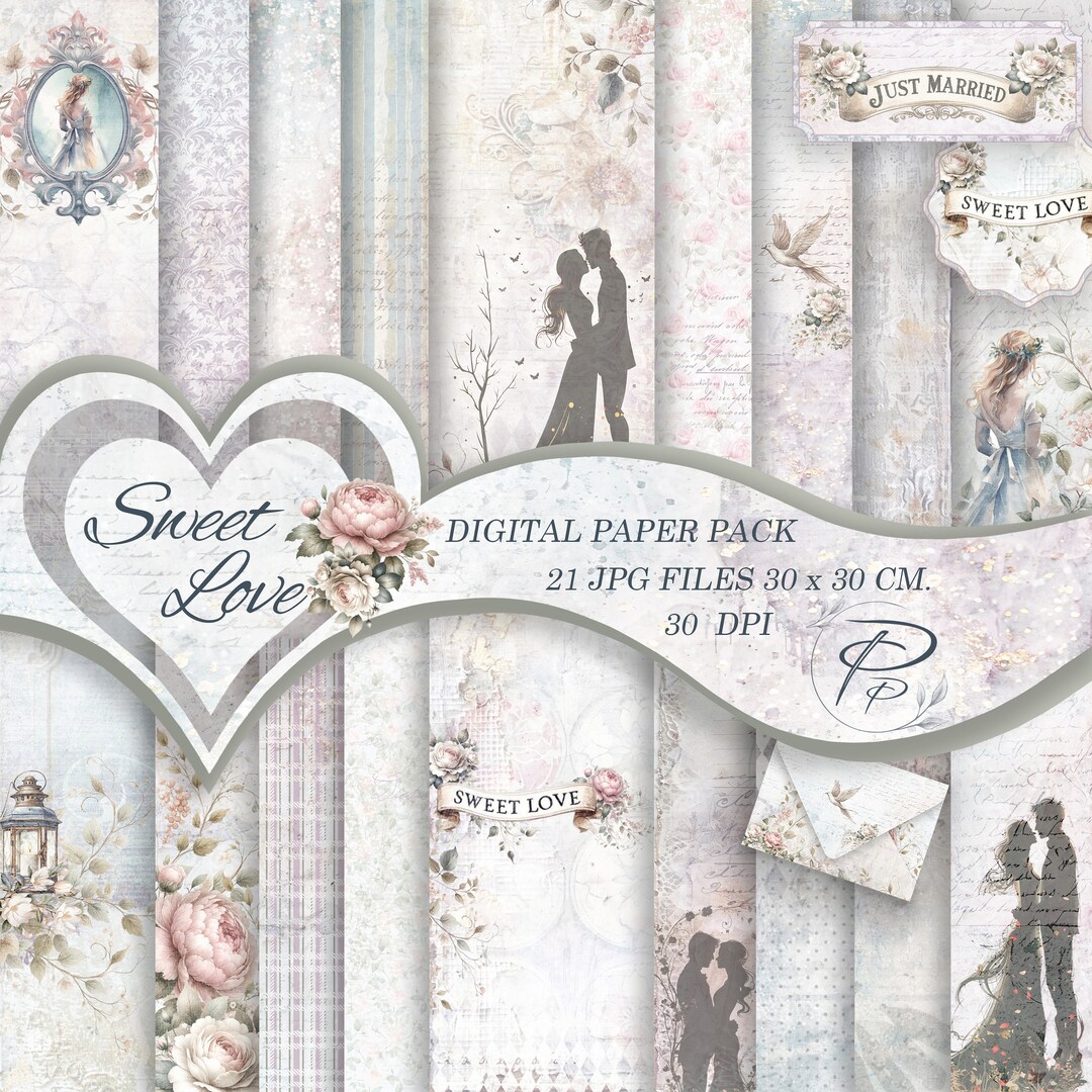 Wedding Digital Paper/printable Digital Wedding Stationery/digital ...