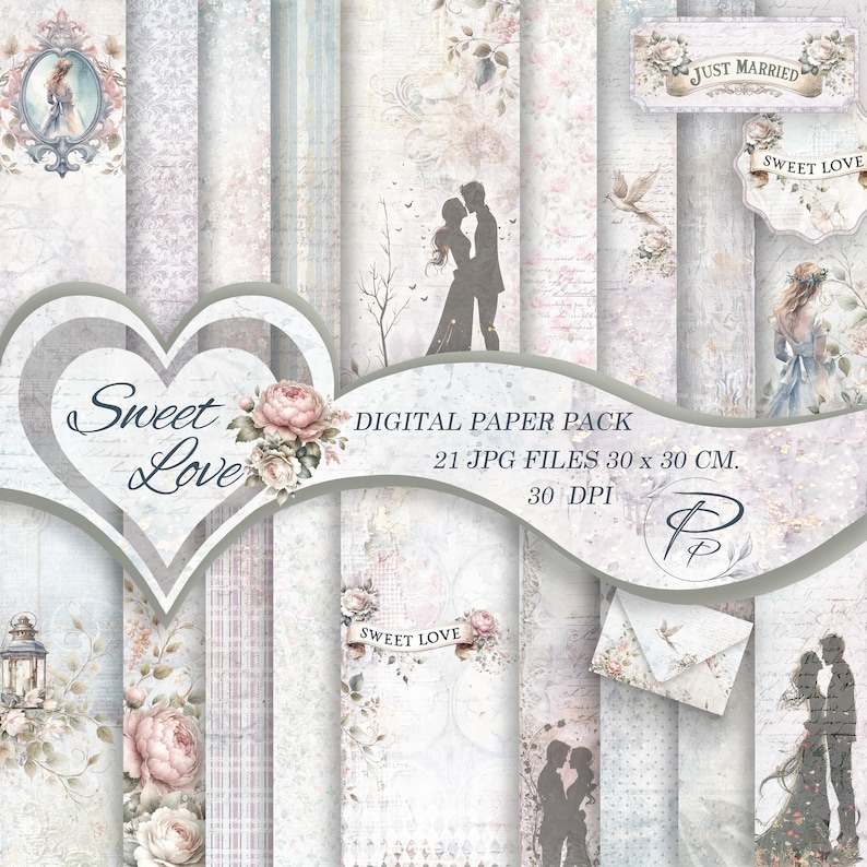 Wedding Digital Paper/printable Digital Wedding Stationery/digital ...