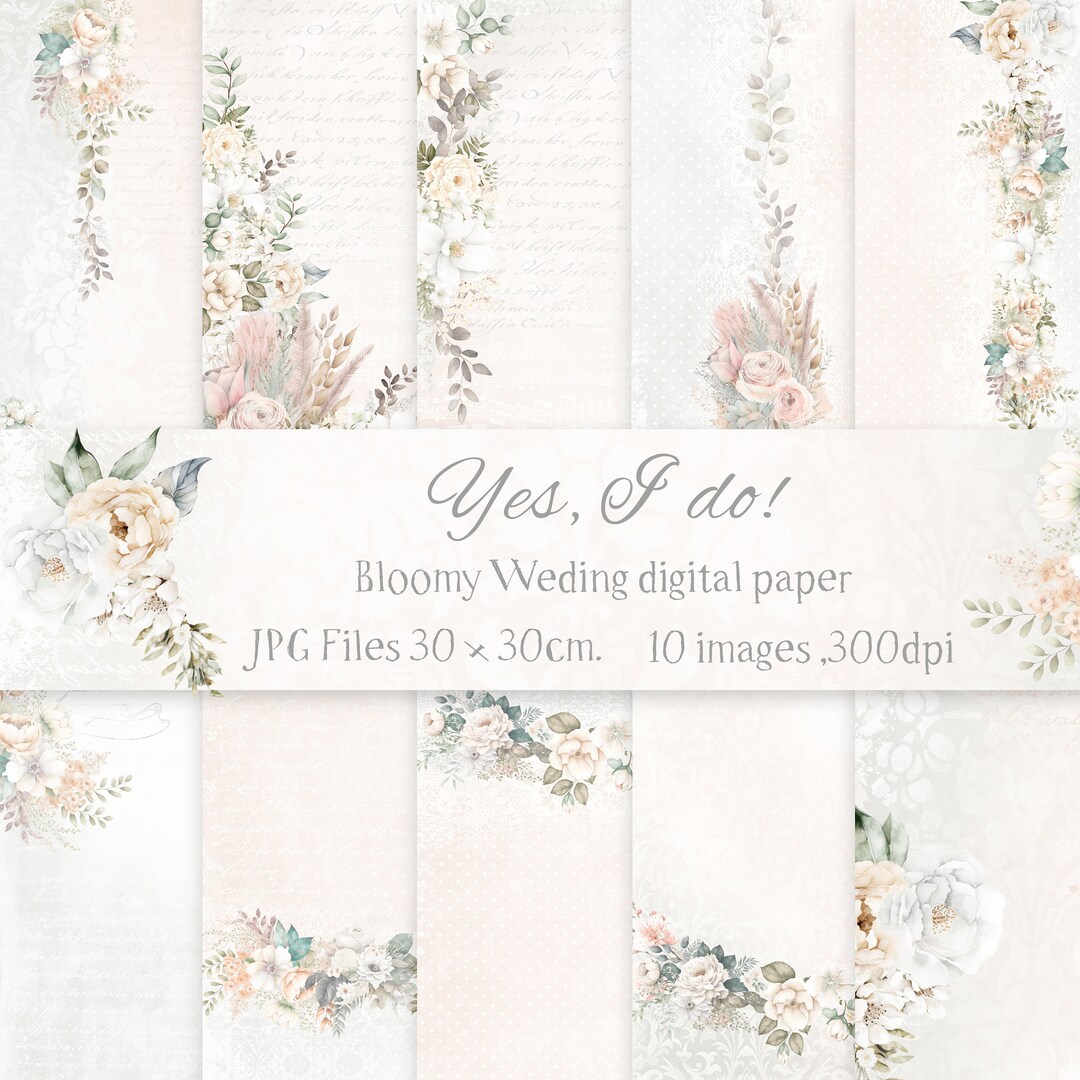 Flowers Wedding Digital Paper/color Champagne Digital Paper /printable ...