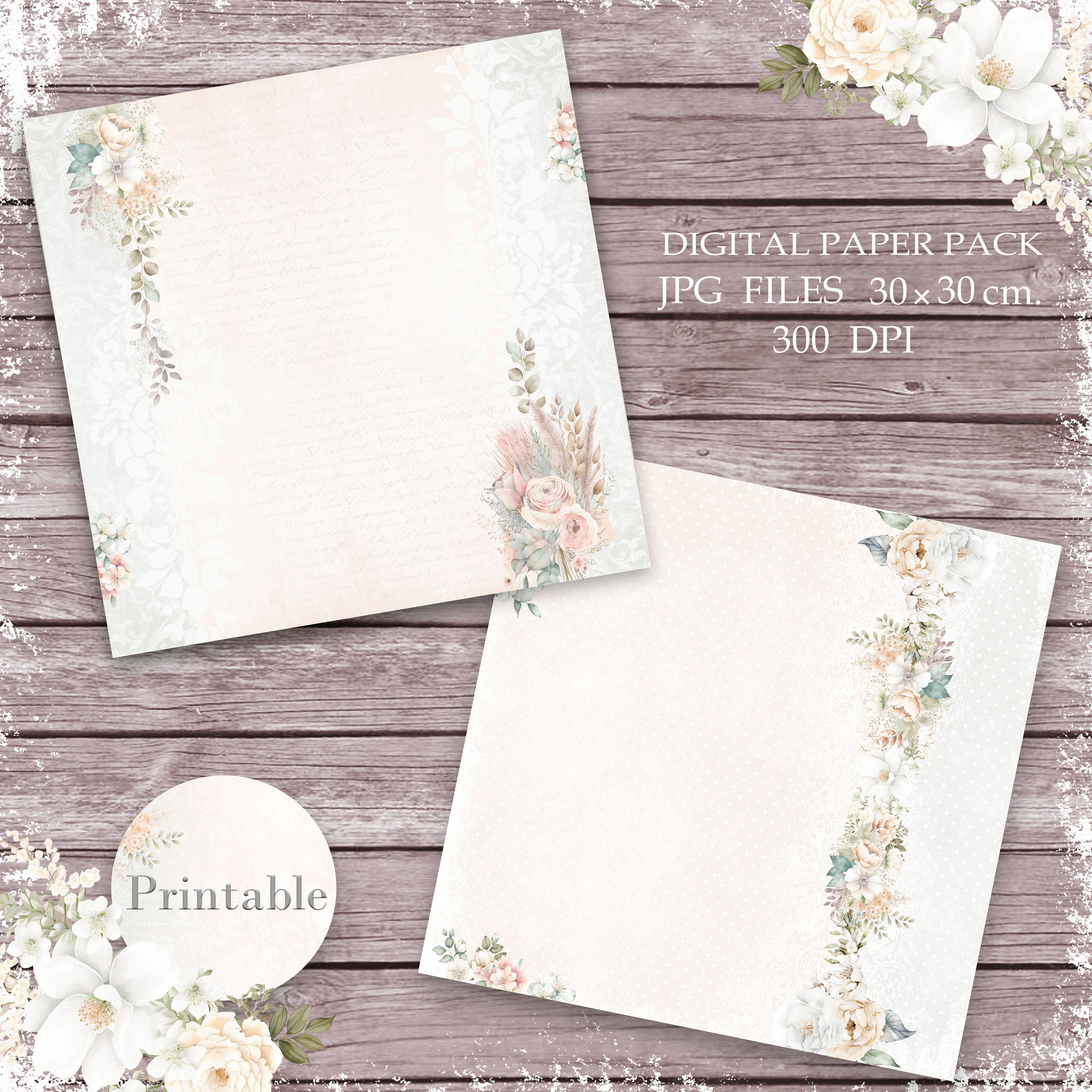 Flowers Wedding Digital Paper/color Champagne Digital Paper /printable ...
