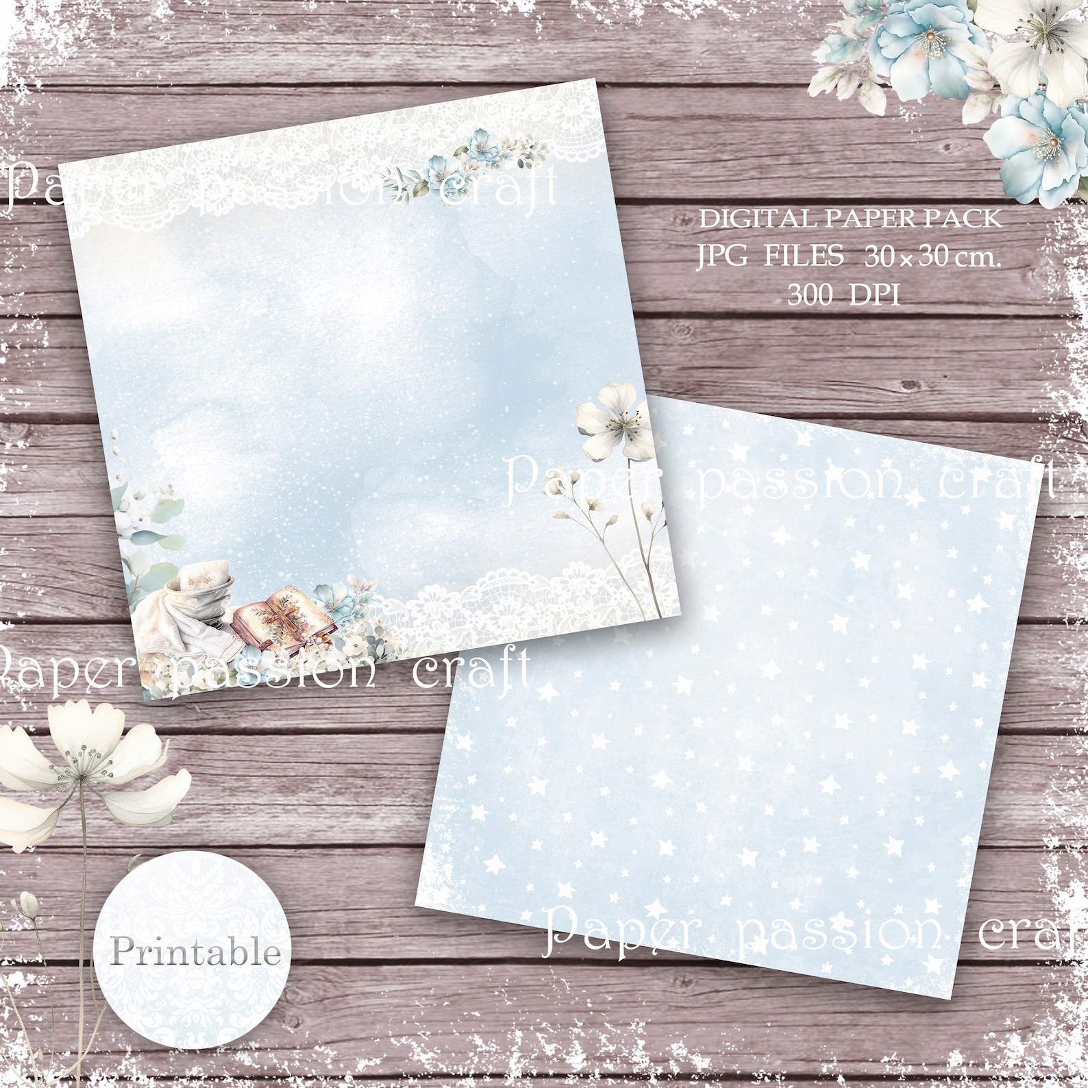 Baptism Digital Paper.boy Baptism Paper.christening Scrapbook Paper ...