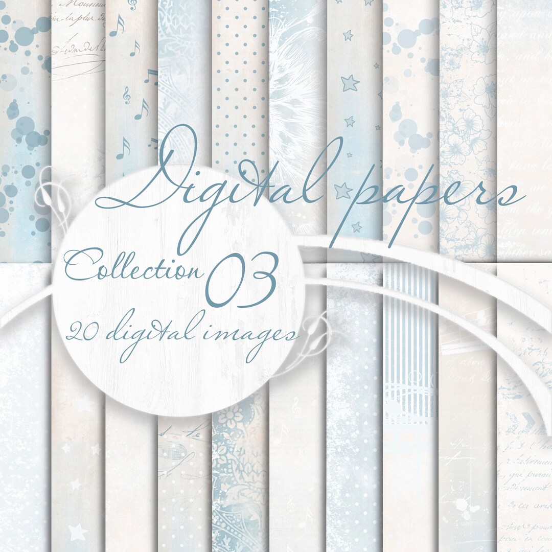Blue and Beige Digital Paper Pack.scrapbook Baby Basic Sheets.instant ...