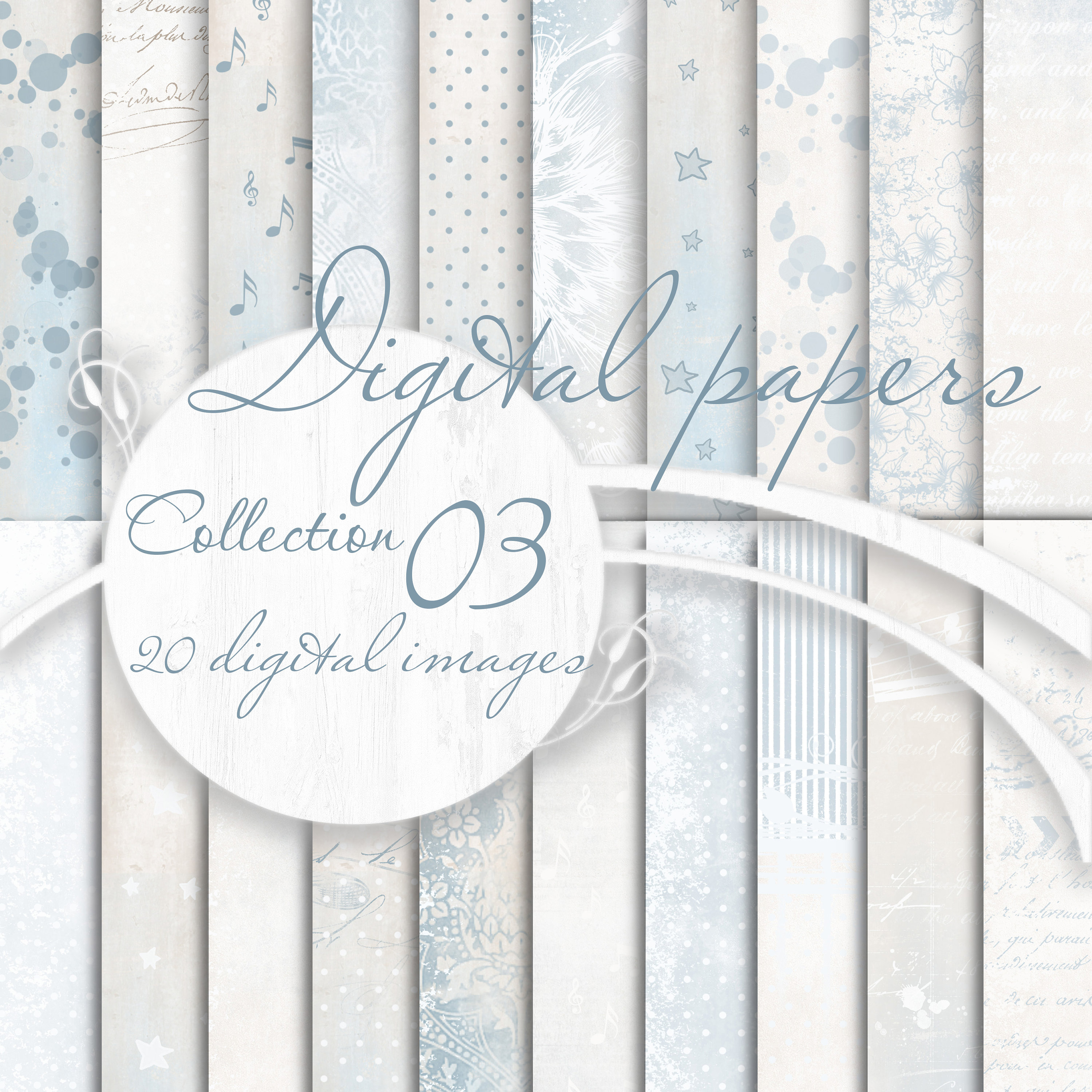 Blue and Beige Digital Paper Pack.scrapbook Baby Basic - Etsy