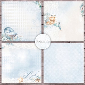 Baby Boy Digital Paper.baby Boy Scrapbook Nursery Background. Baby ...