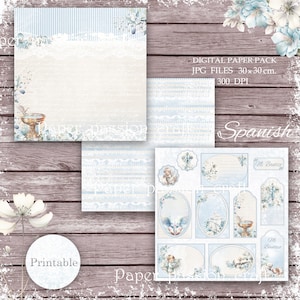 Baptism Digital Paper.boy Baptism Paper.christening Scrapbook Paper ...