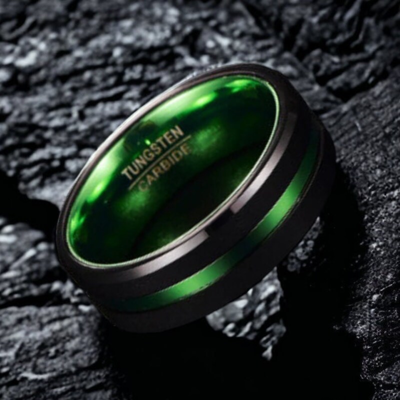 Green Tungsten Ring - Etsy