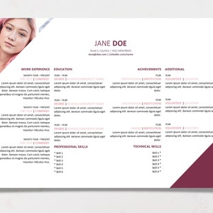 Unique Horizontal Resume CV Word Template - Etsy