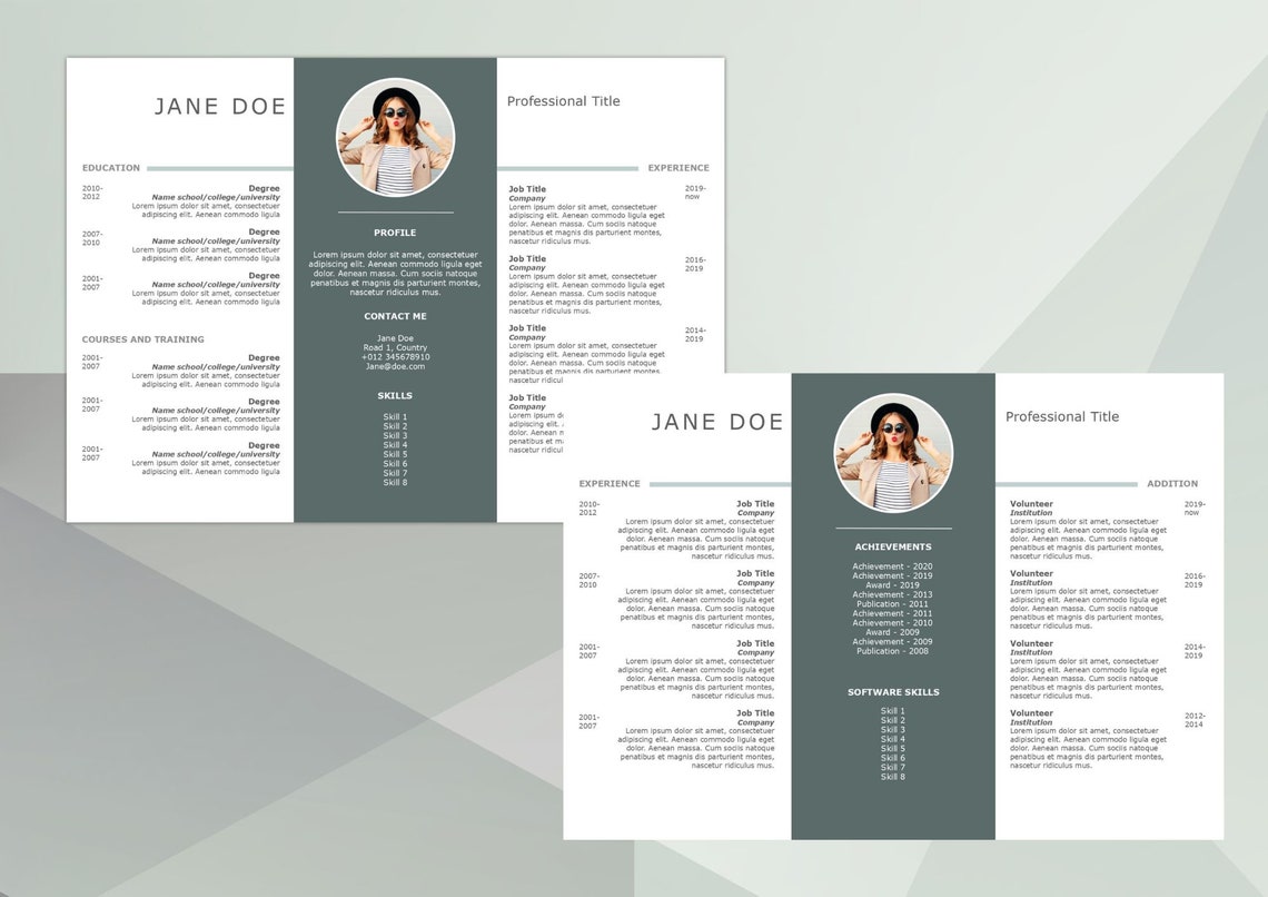 Horizontale Cv-cv-sjablonen Voor Word En Pages - Etsy