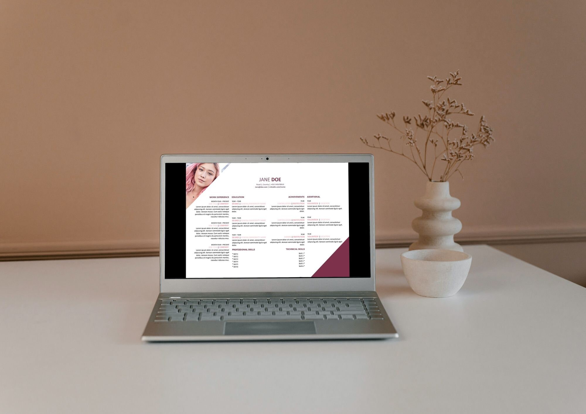 Unique Horizontal Resume CV Word Template - Etsy