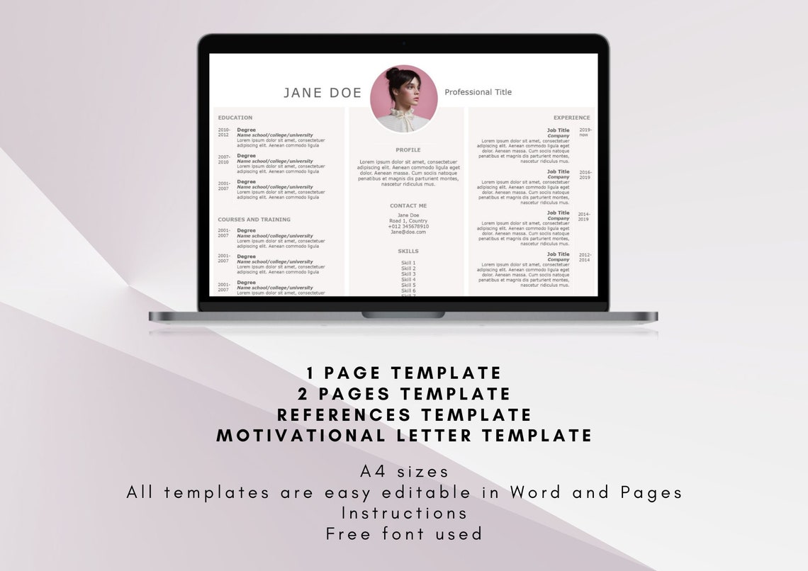 Liggend Cv-sjabloon Voor Word En Pages - Etsy