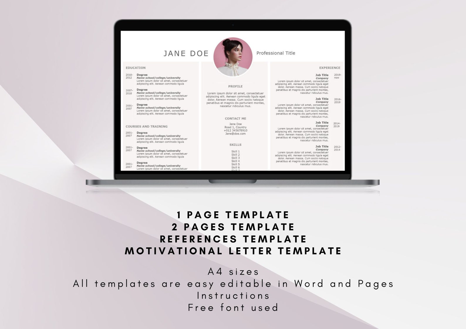 Liggend Cv-sjabloon Voor Word En Pages - Etsy