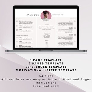 Liggend Cv-sjabloon Voor Word En Pages - Etsy