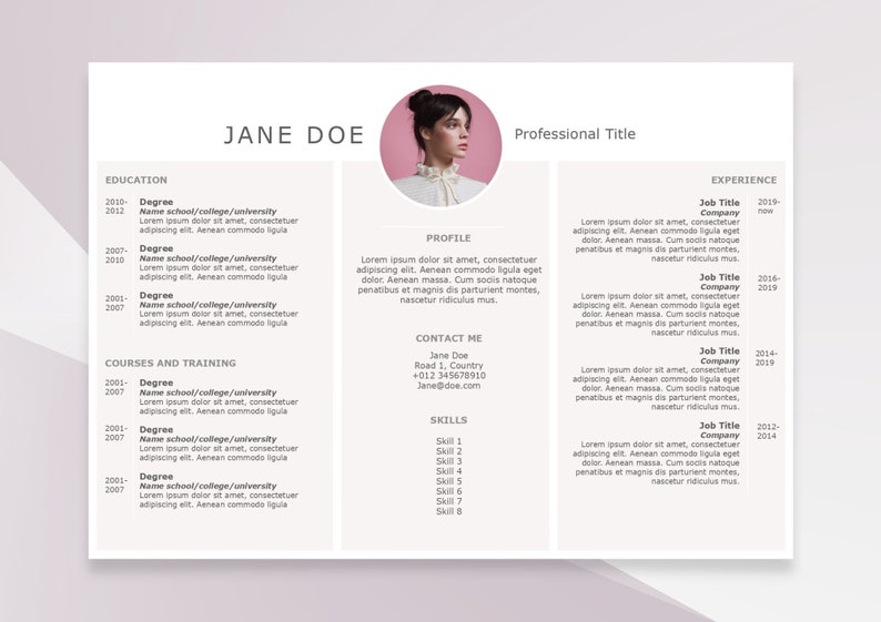 Liggend Cv-sjabloon Voor Word En Pages - Etsy