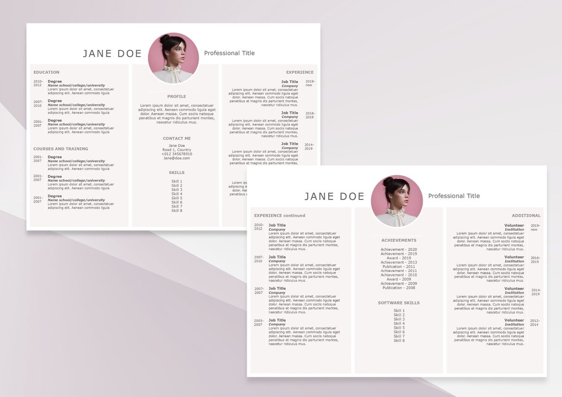 Liggend Cv-sjabloon Voor Word En Pages - Etsy