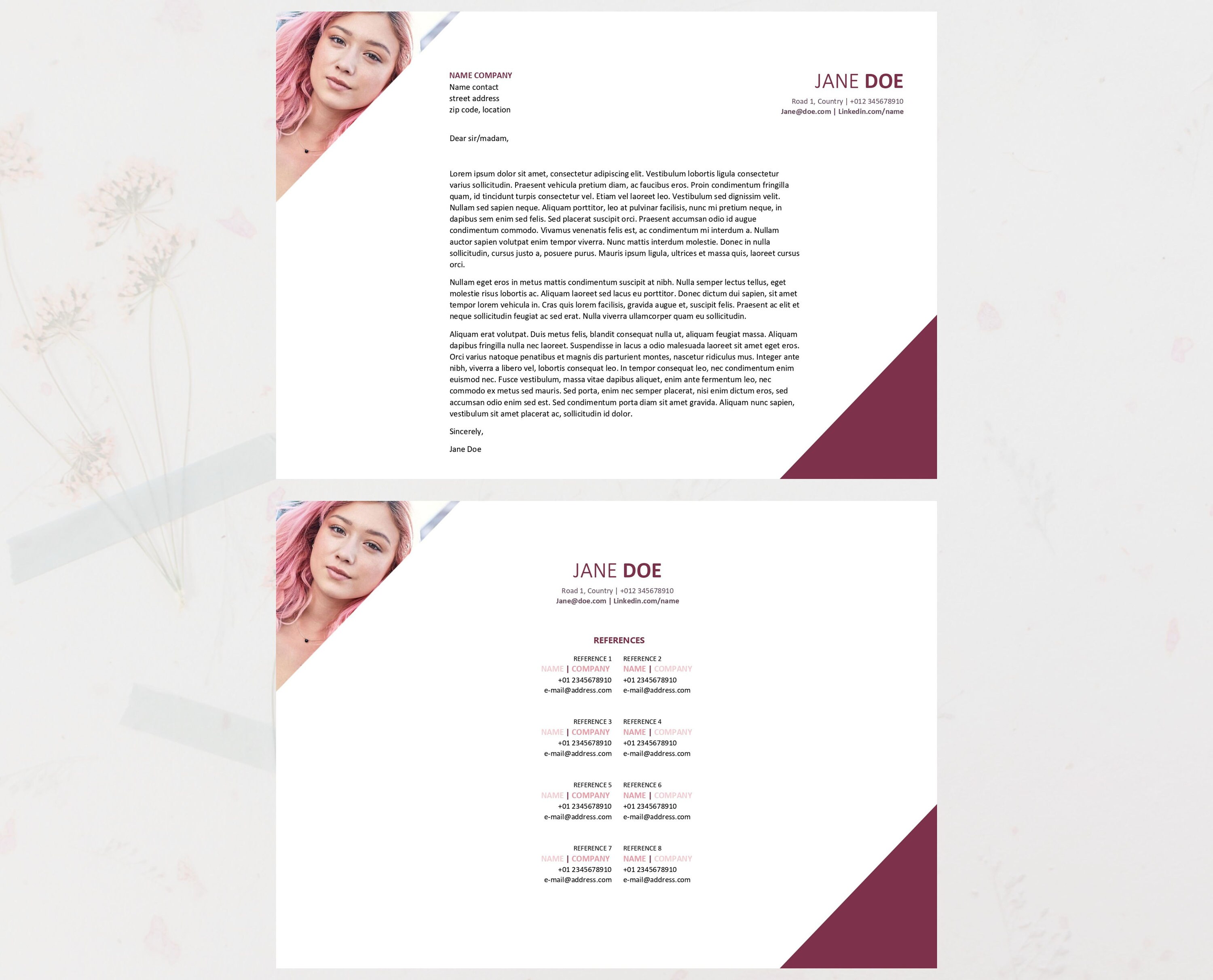 Unique Horizontal Resume CV Word Template - Etsy