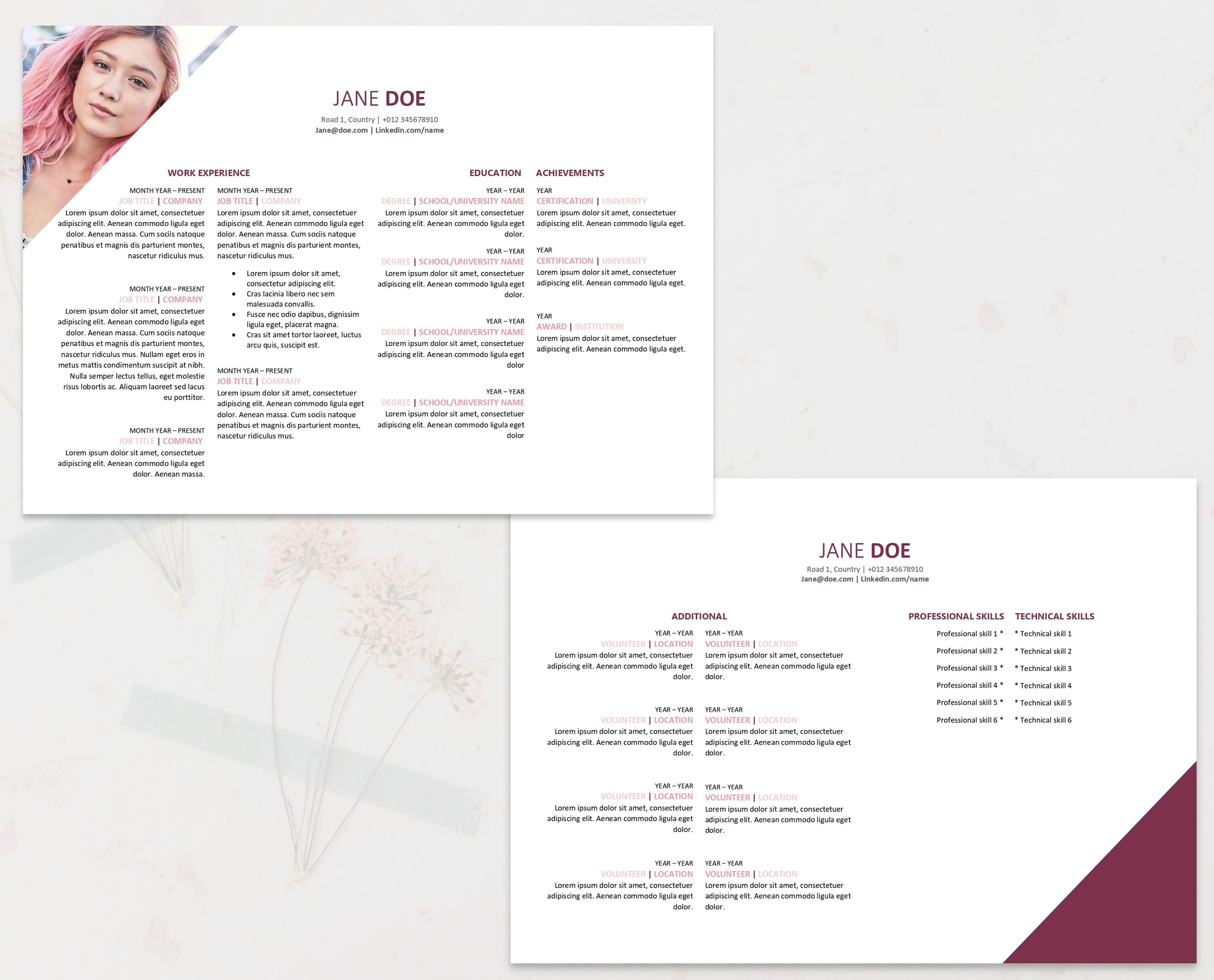 Unique Horizontal Resume CV Word Template - Etsy