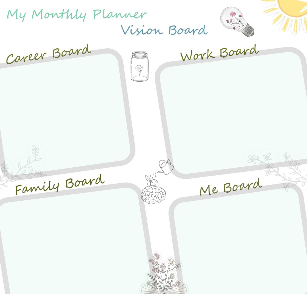 Weekly Digital Vision Board Planner Green Agenda, Years Planlayıcı ...