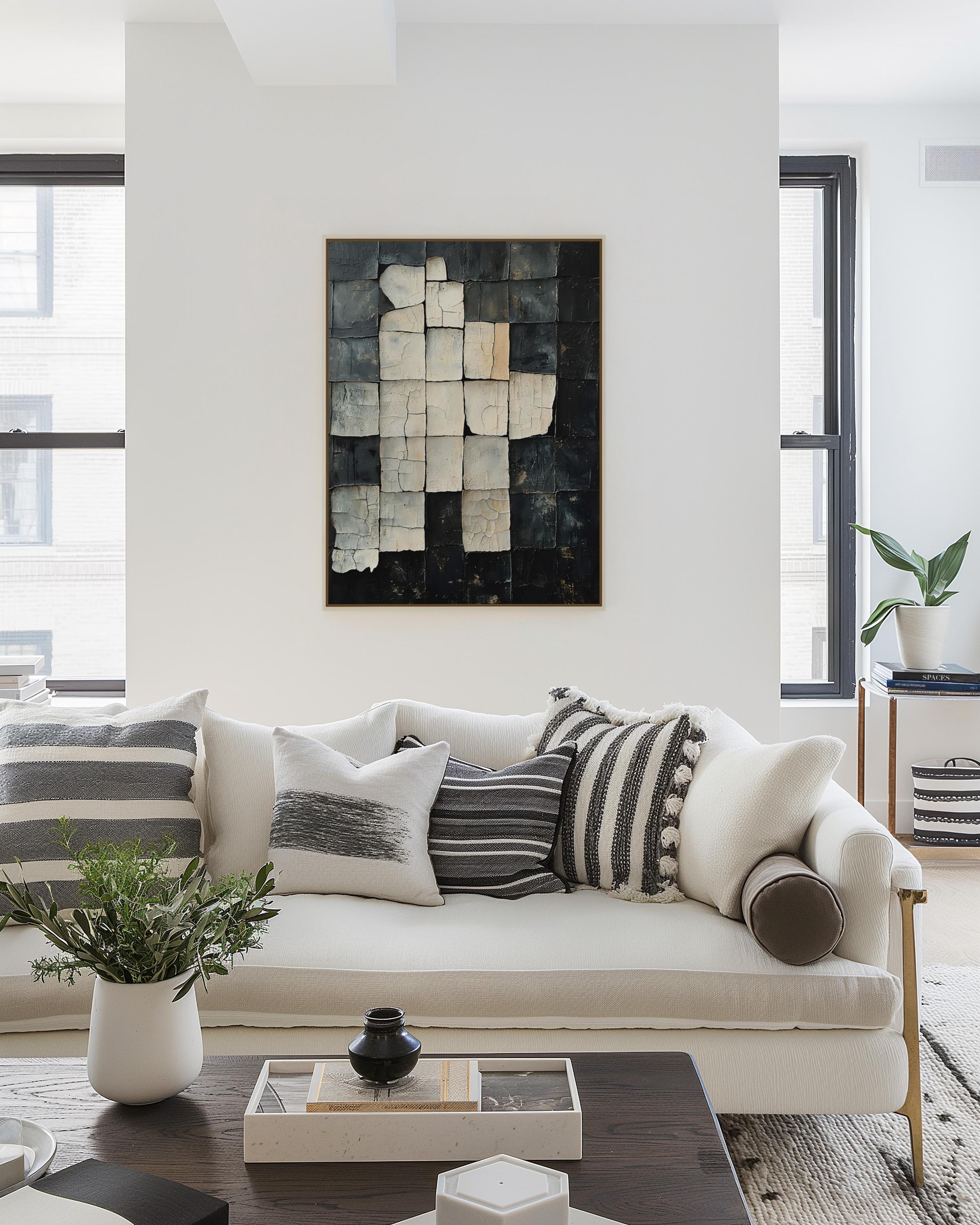 Geometric Art Print in Earthy Tones – Japandi Style Wall Decor in Beige ...