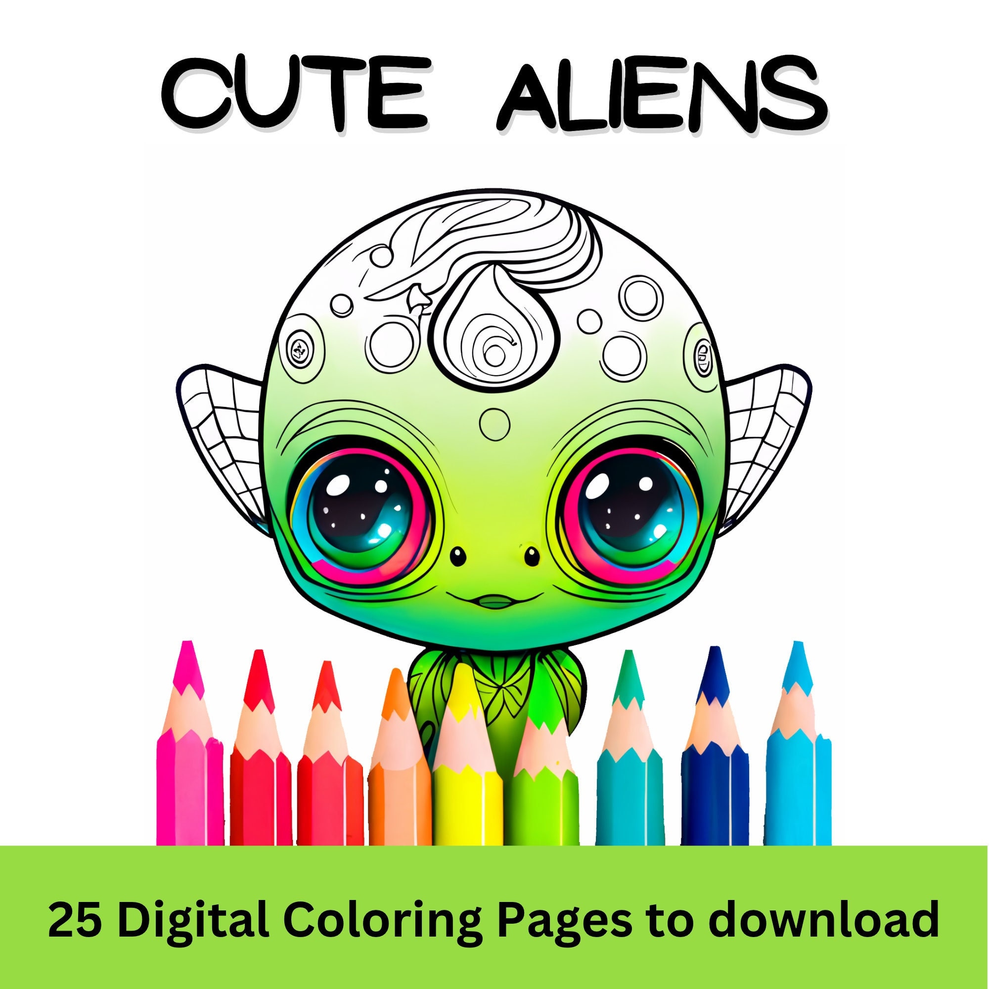 Cute Aliens Coloring Pages - Etsy