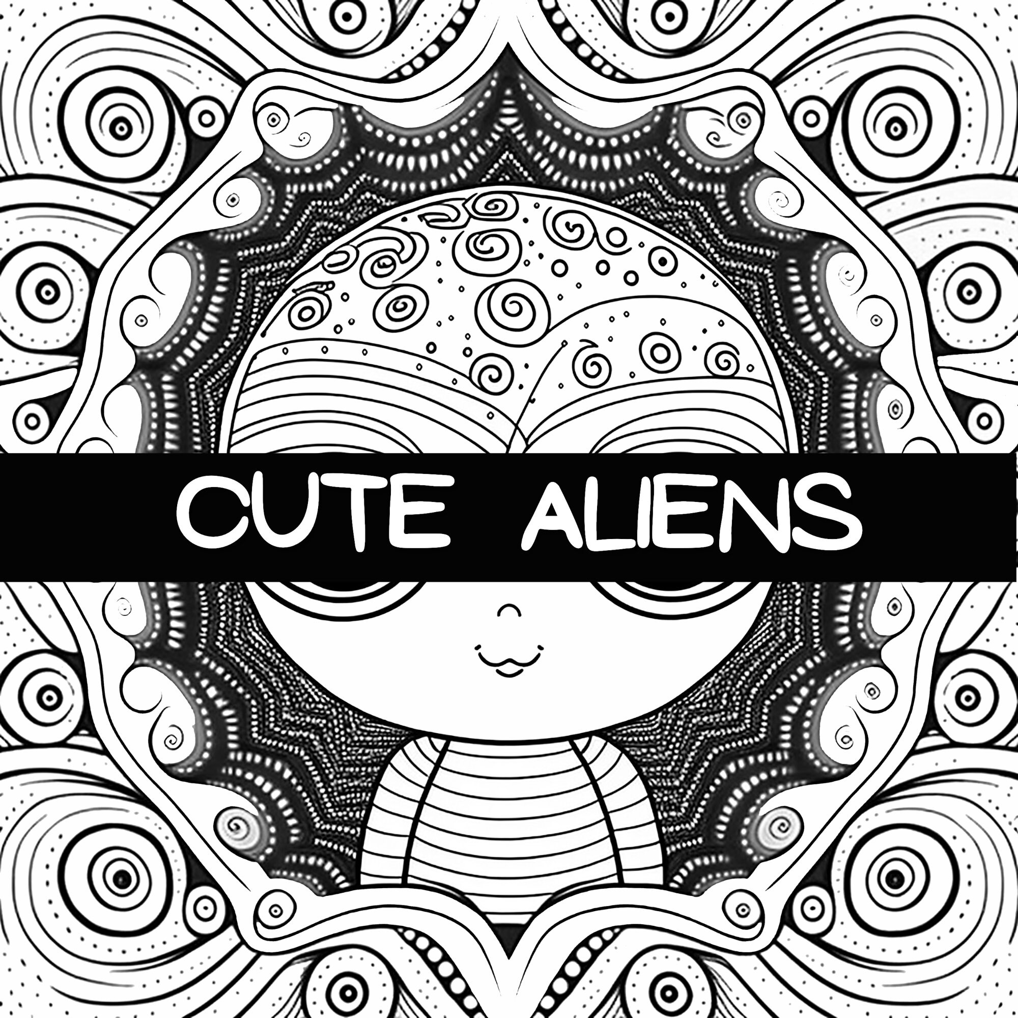 Cute Aliens Coloring Pages - Etsy