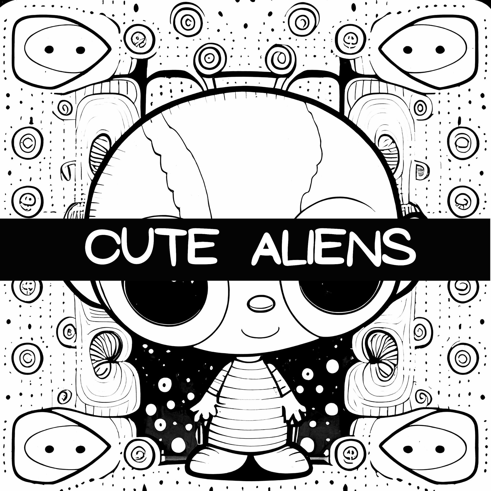 Cute Aliens Coloring Pages - Etsy