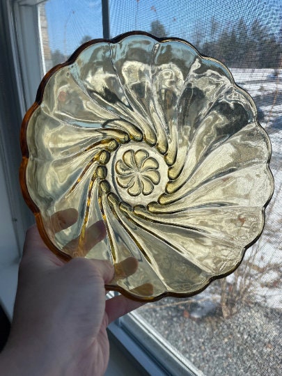 Vintage Hazel Atlas Colonial Swirl Amber Glass Bowl - Etsy
