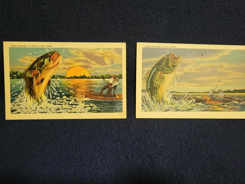 Vintage Fishing Postcards - Etsy