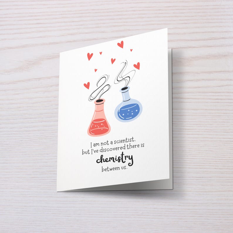 Chemistry Valentine’s Day Card Printable, Nerdy Love Card for Boyfriend ...