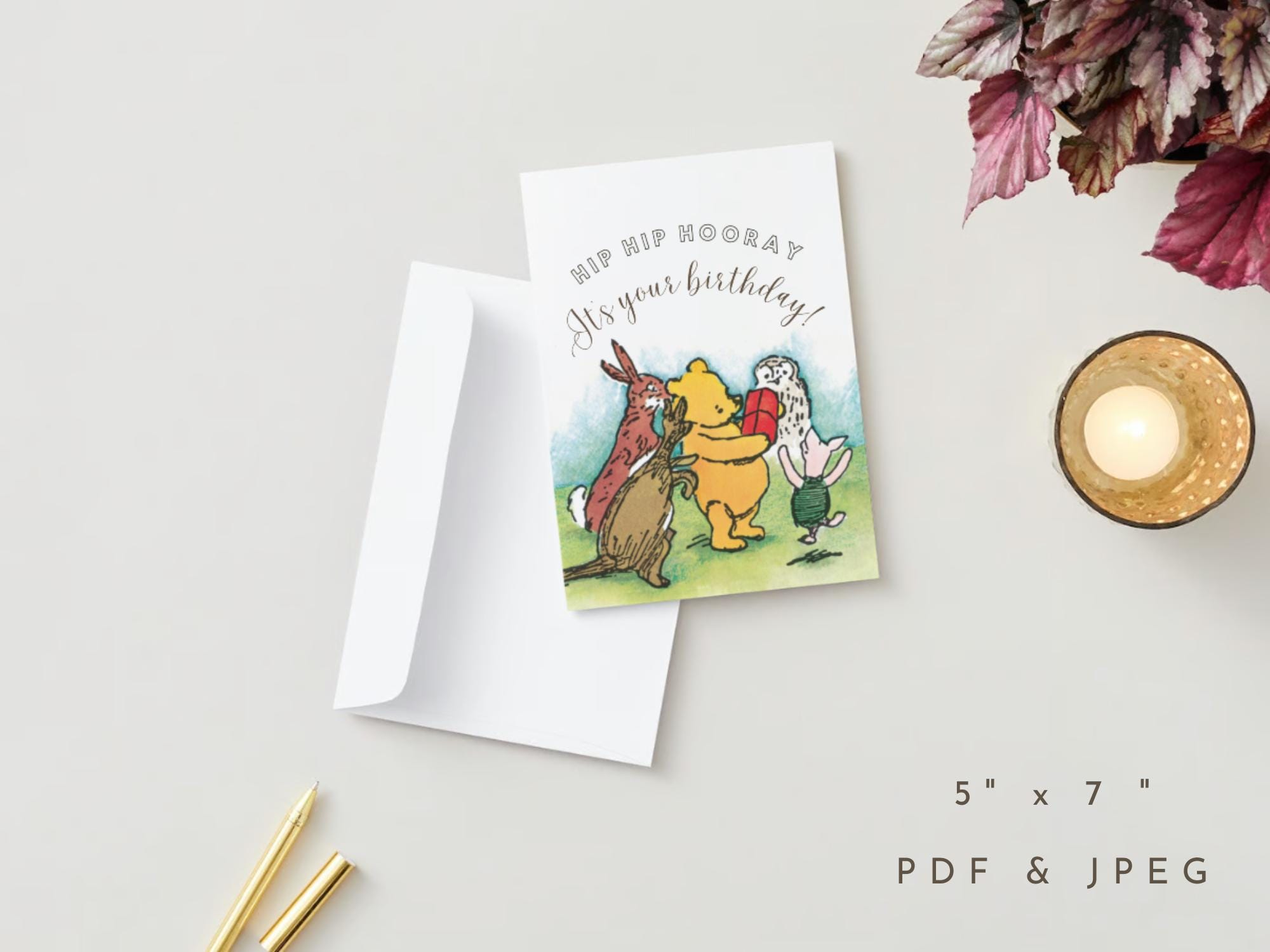 Winnie-the-pooh Happy Birthday Card Printable, Instant Download, Pooh ...