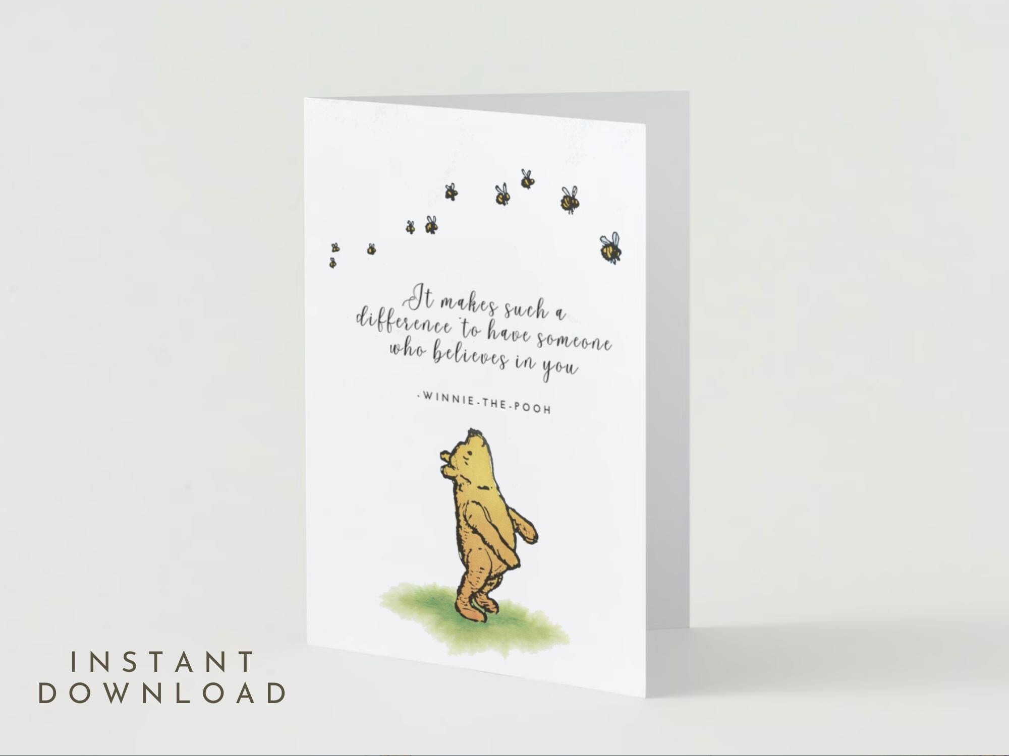 Winnie-the-pooh Teacher Appreciation Printable Card, Classic Pooh Bear ...