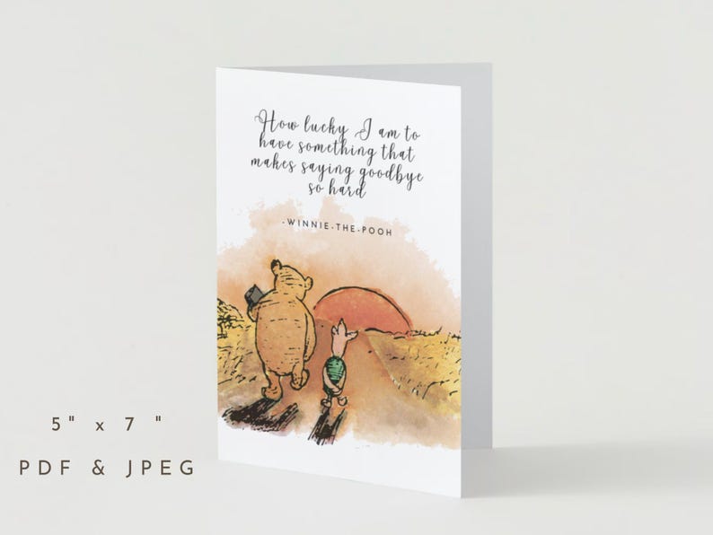 Winnie-the-pooh Sympathy Card Printable,instant Download,condolences ...