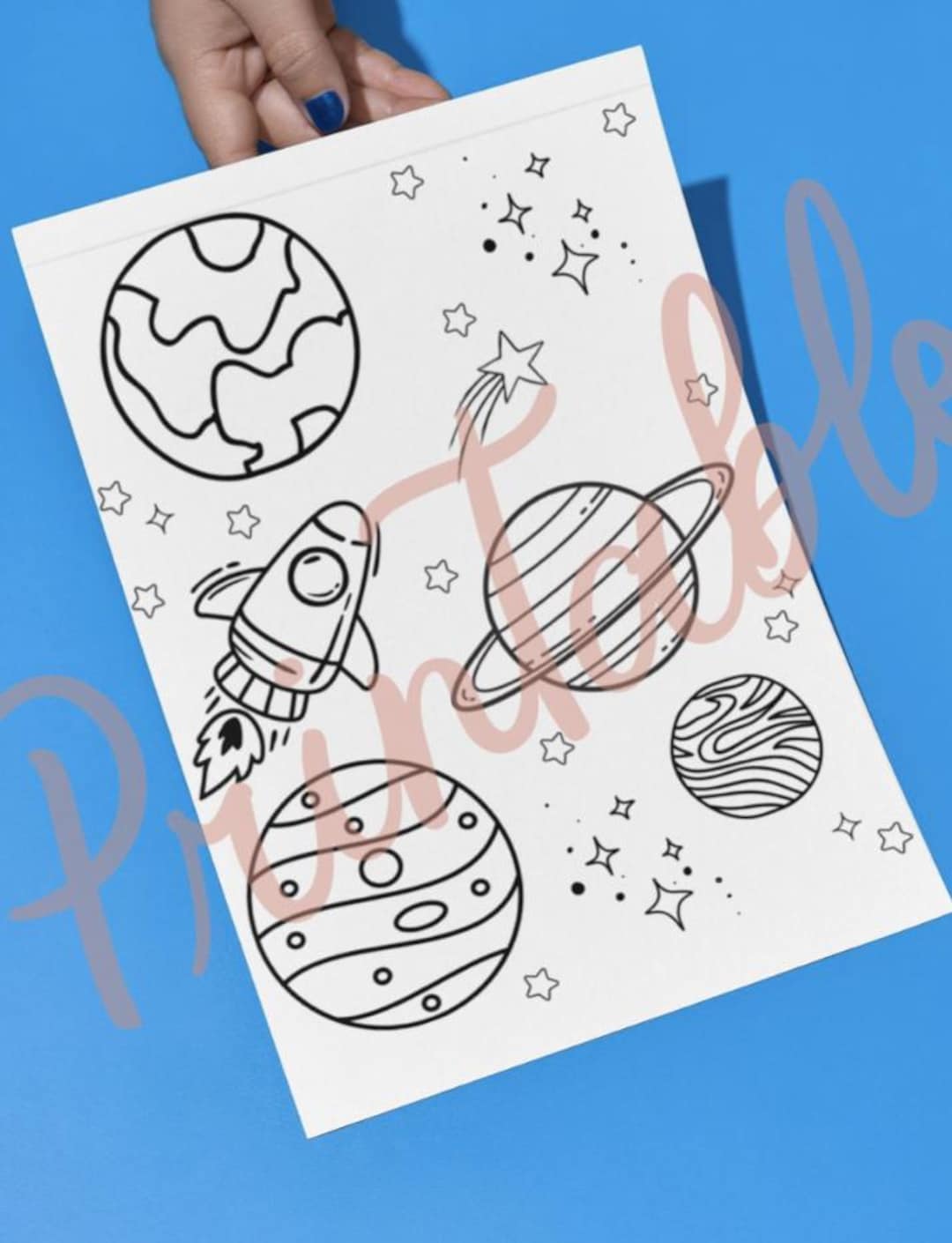 Printable Coloring Sheet Space Themed Coloring Sheet for Children Space ...