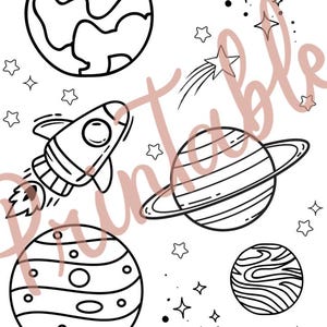 Printable Coloring Sheet Space Themed Coloring Sheet for Children Space ...