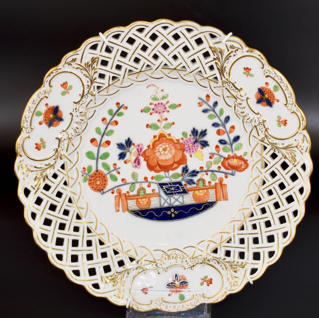 Meissen Sword Stamp Breakthrough Plate Painted Gold Ornamented 1st ...