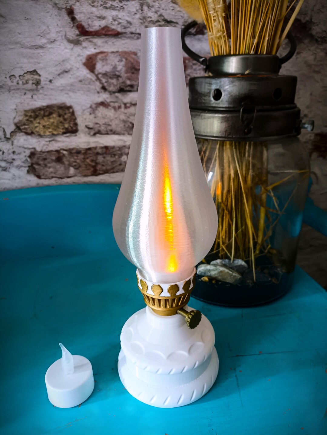 Vintage Lamp 3D PRINT, Replica Oil Lamp, Flickering LED Candle, Safe ...