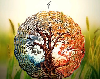 Unique Tree of Life Wind Spinner in Neon Colors - A Perfect Addition to ...