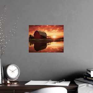 Red Barn Sunset - Full Color Print - Etsy